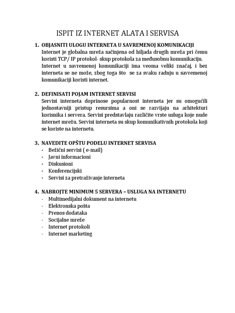 Ispit Iz Internet Alata I Servisa | PDF