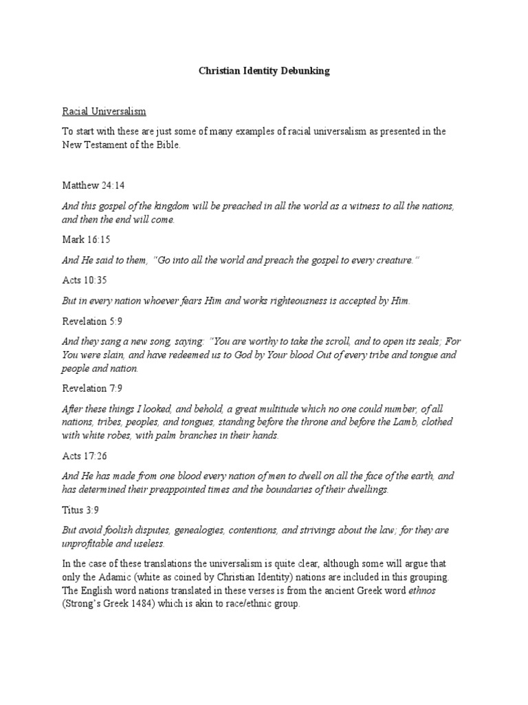 Christian Identity Debunking | PDF | Jesus | Acts Of The Apostles