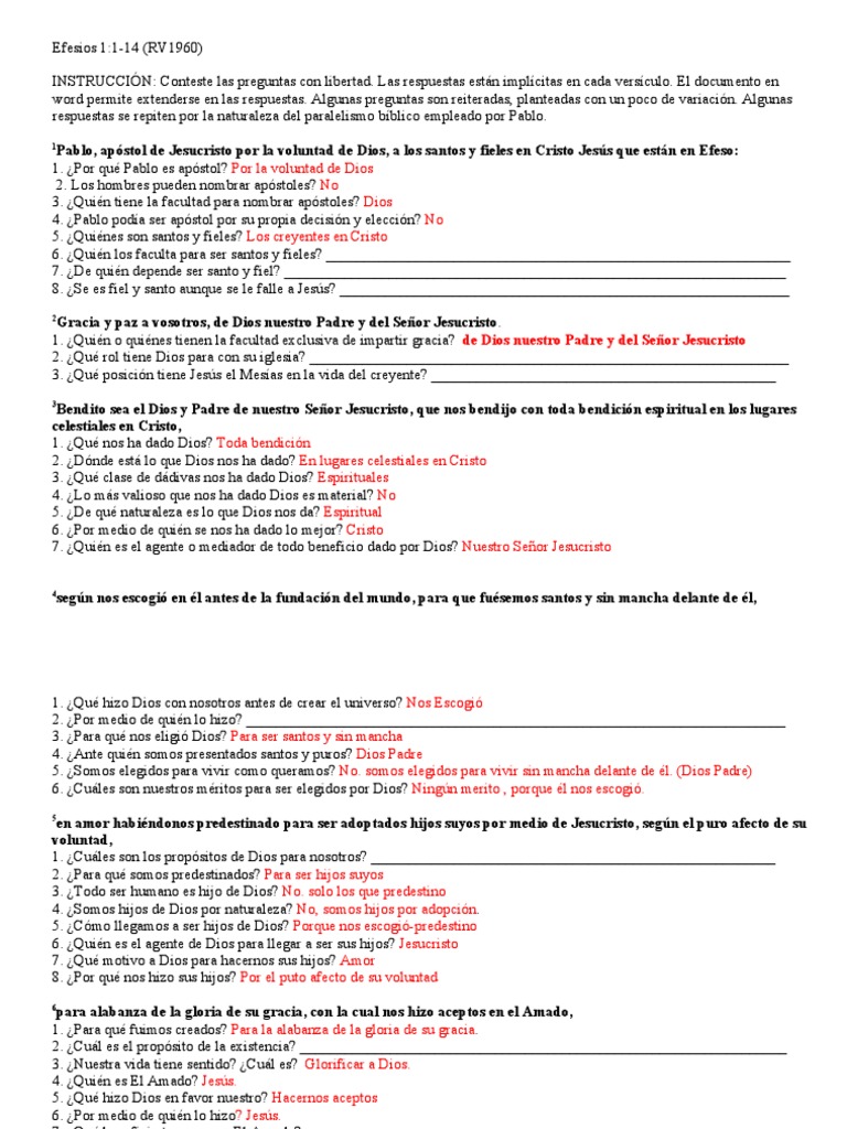 Efesios 1 | PDF | Cristo (título) | Dios