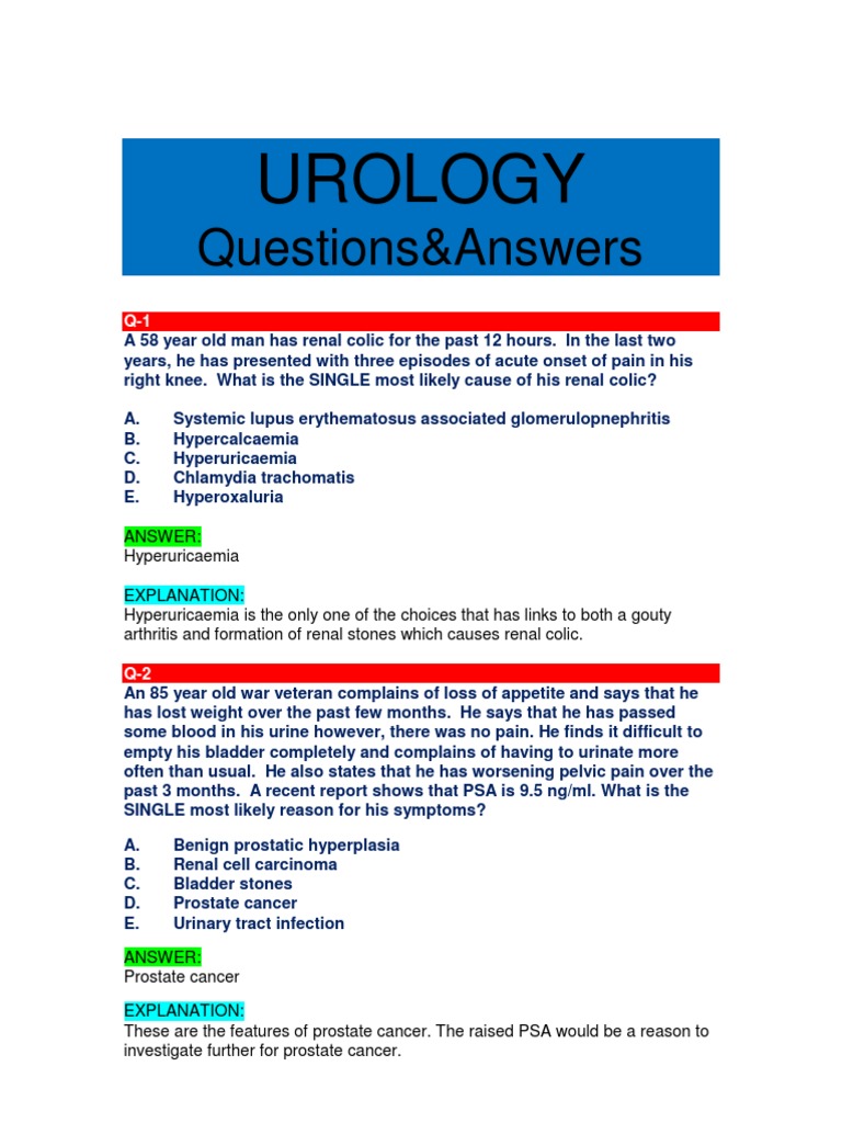 Urology | PDF | Urinary Tract Infection | Prostate Cancer