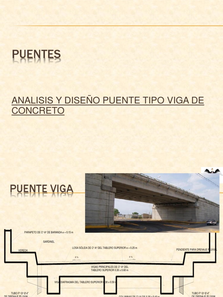 Análisis y diseño de puente de vigas de concreto: especificaciones técnicas y cálculos ...
