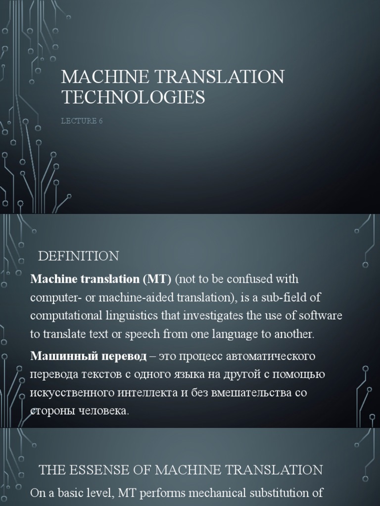 Overview of Machine Translation Technologies | PDF | Translations ...