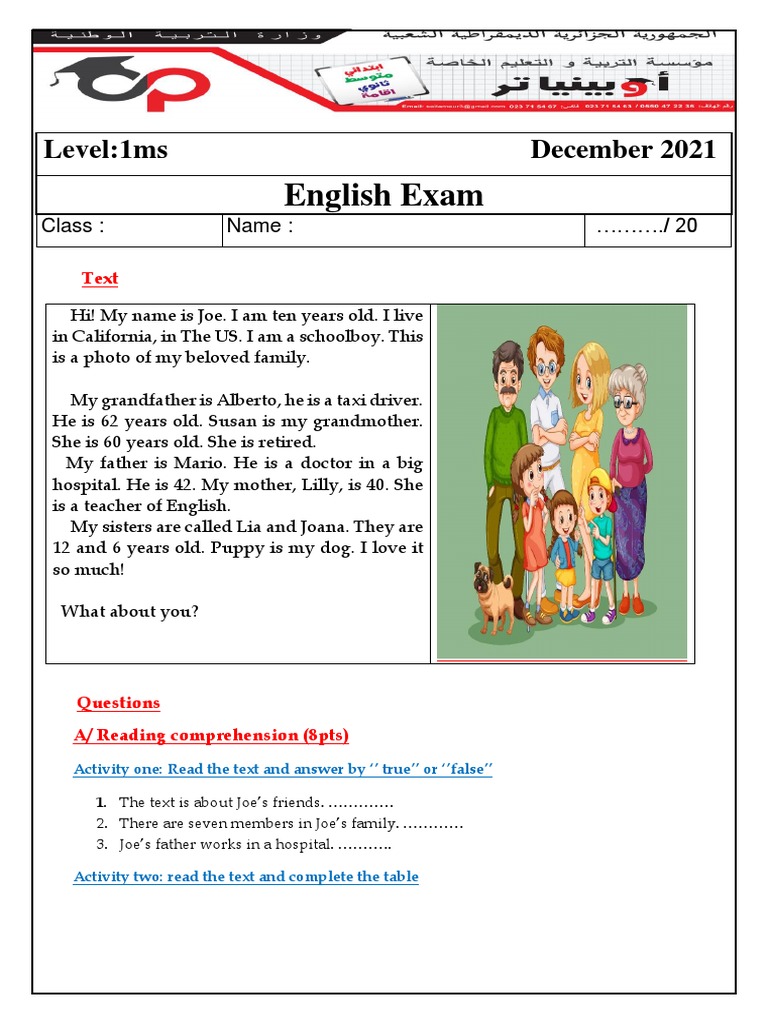 Dzexams 1am Anglais 484553 | PDF | Linguistics