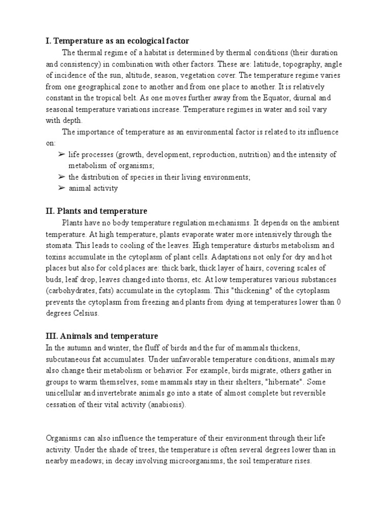 Temperature As An Ecological Factor - SB Translated Lesson | PDF ...