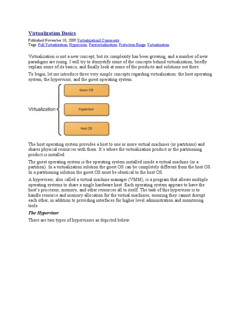 Virtualization Basics Pdf Virtual Machine Operating System