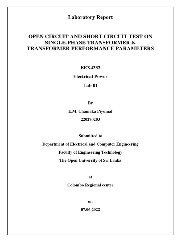 Lab 01 Report - EEX4332 | PDF | Transformer | Voltage
