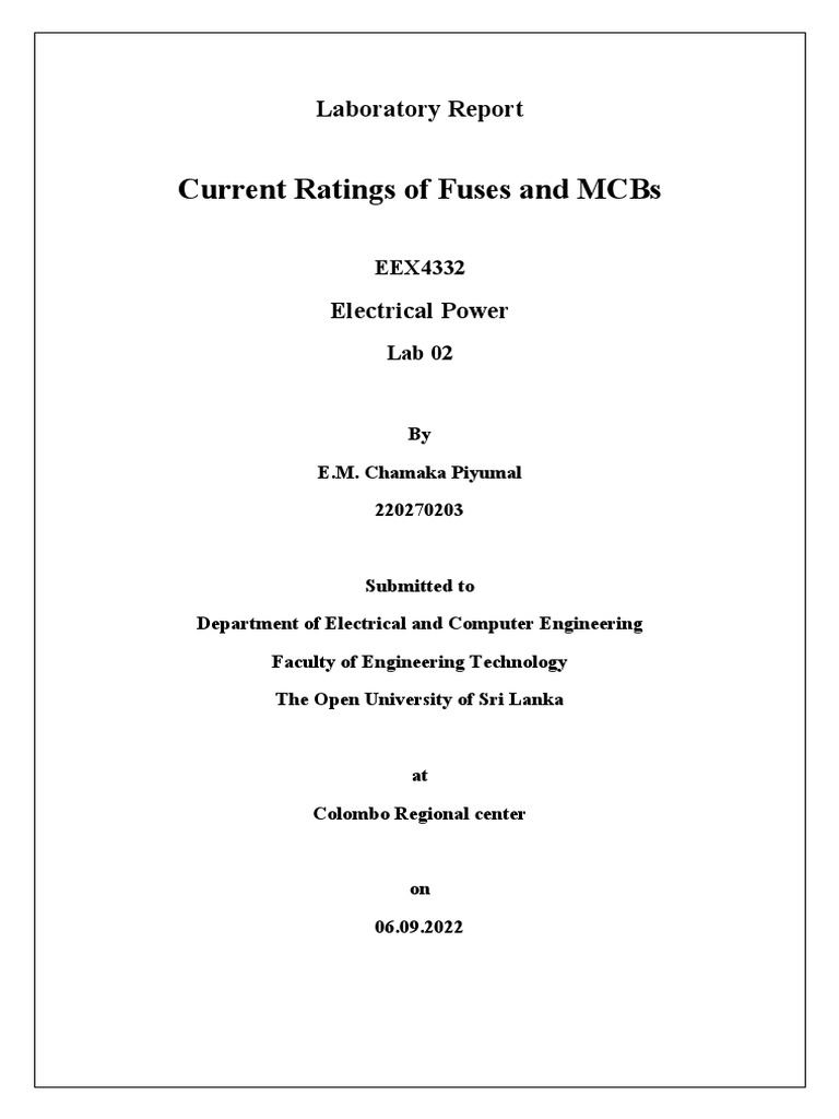 Lab 2 Report - EEX 4332 | PDF | Fuse (Electrical) | Alternating Current Lab 2 Report - EEX 4332 | PDF | Fuse (Electrical) | Alternating Current