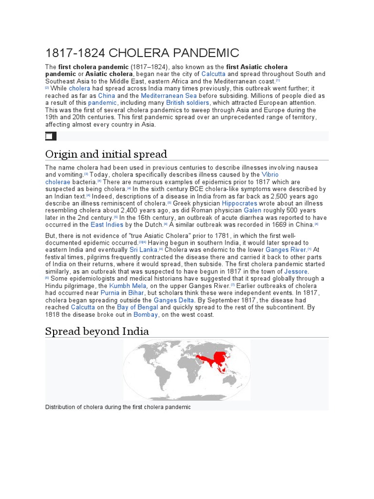 1817-1824 CHOLERA PANDEMIC: Origin and Initial Spread | PDF | Medicine ...