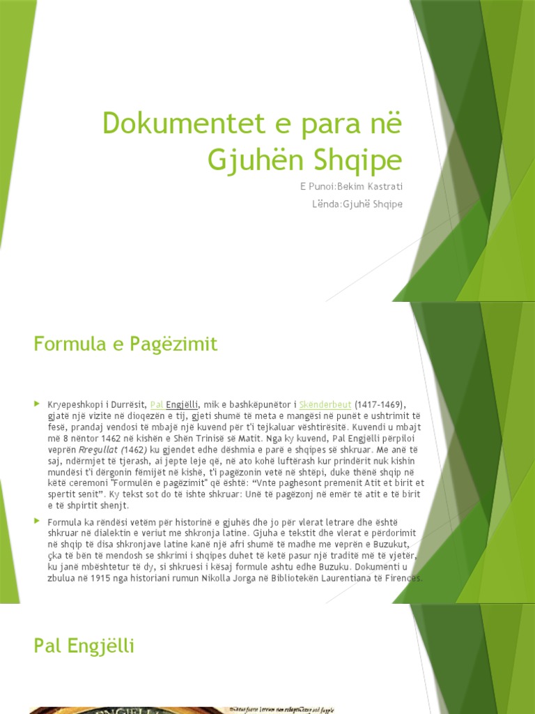 Dokumentet e para Në Gjuhën Shqipe | PDF