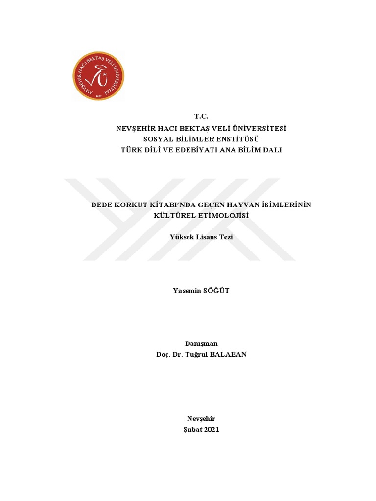 Dede Korkut Kitabı'Nda Geçen Hayvan Isimlerinin Kültürel Etimolojisi | PDF