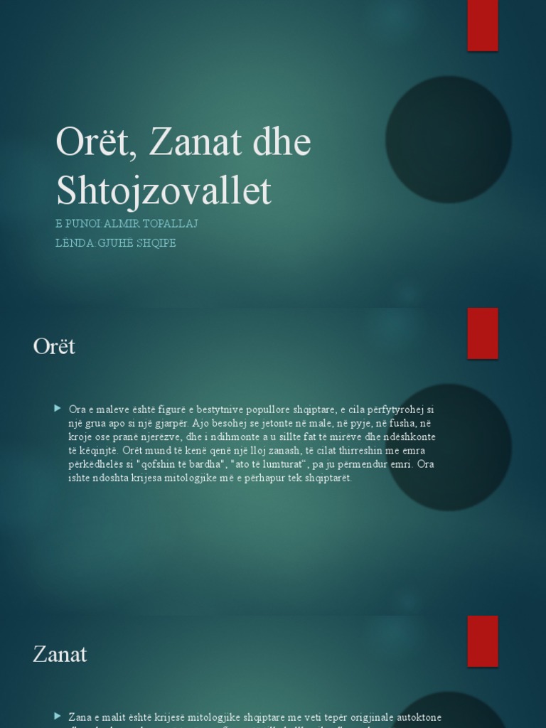 Orët, Zanat Dhe Shtojzovallet | PDF