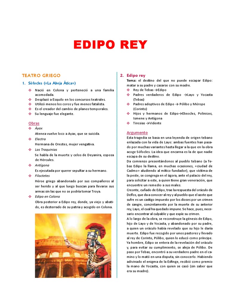 Edipo Rey Primero Secundaria | PDF | Edipo | Sófocles