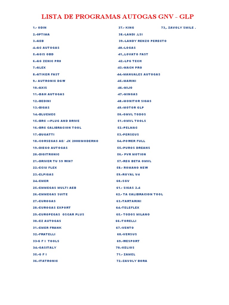 Lista de Programas Autogas | PDF | Technology & Engineering