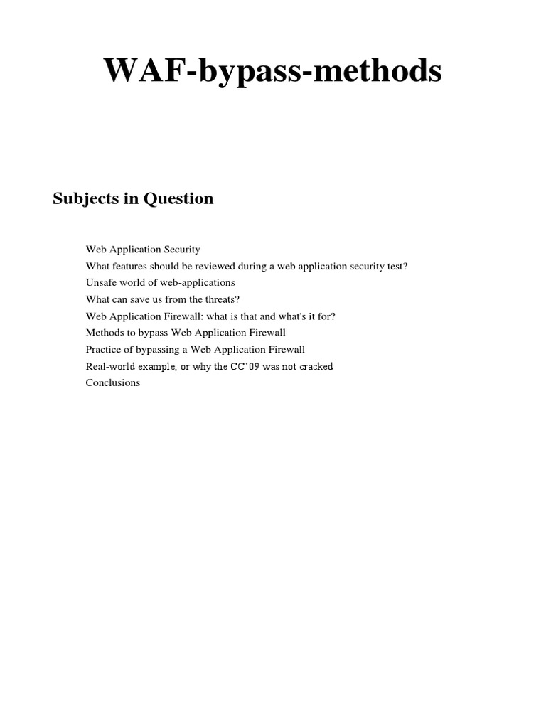 Waf Bypass Methods For Beginner Download Free Pdf World Wide Web Internet And Web 