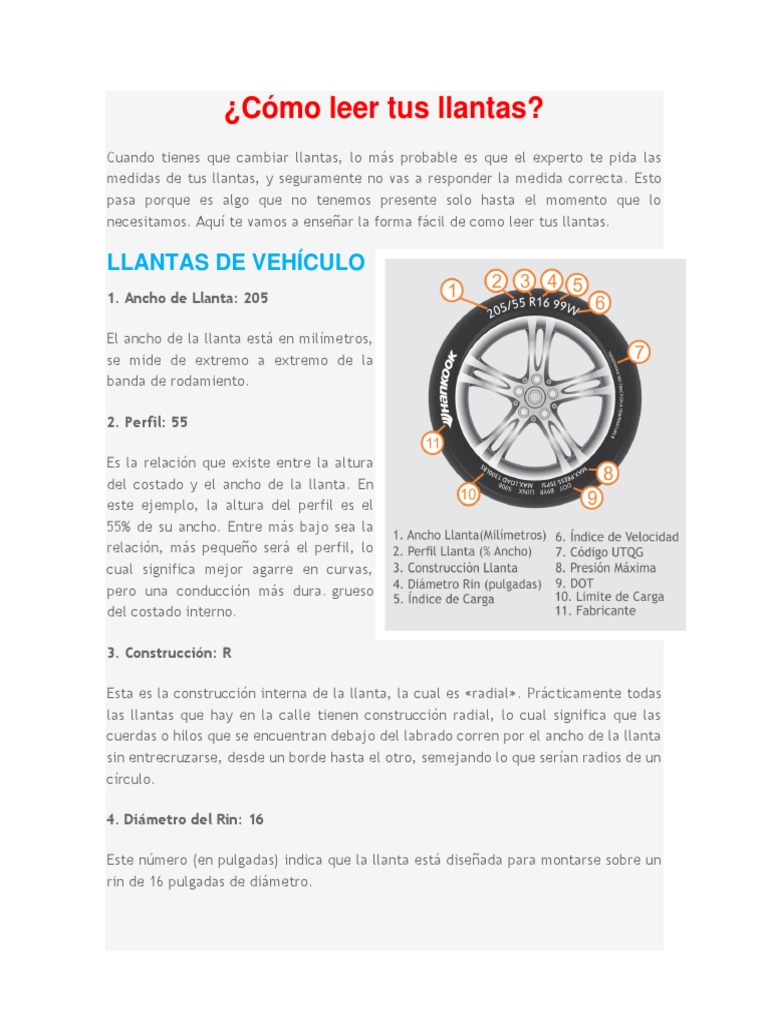 Cómo Leer Tus Llantas | PDF | Neumático | Vehículos