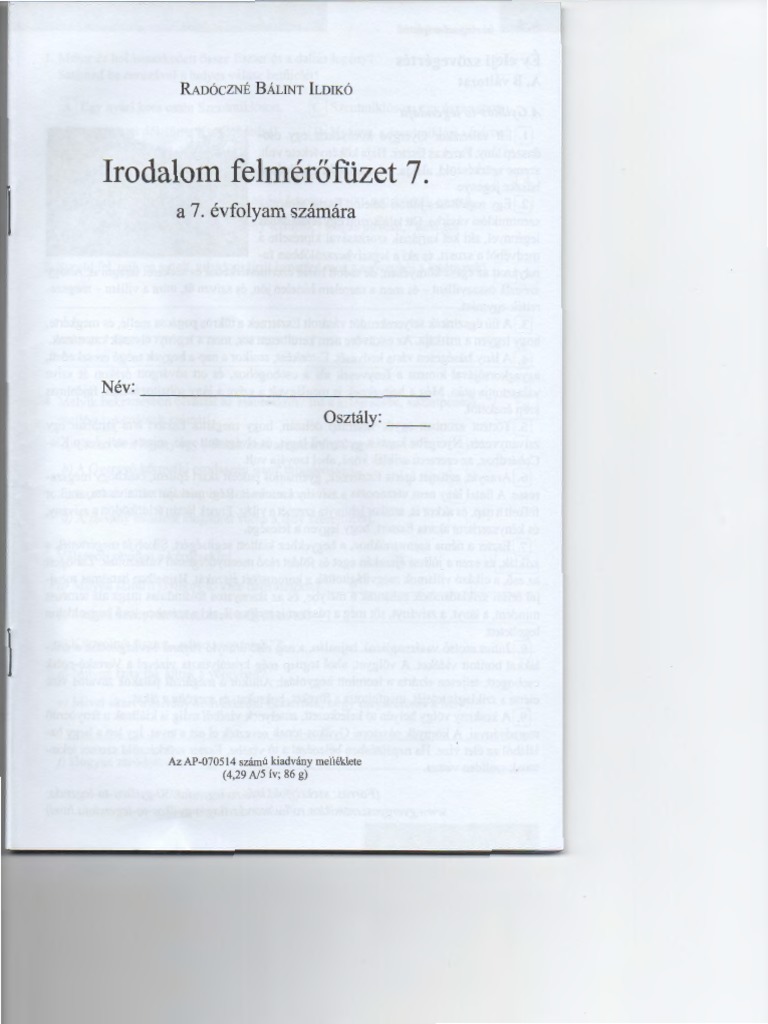 Irodalom Felmerofiizet 7. | PDF