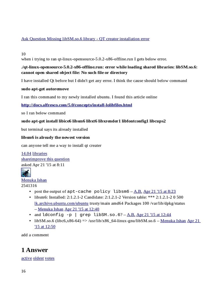 Dependencia LibSM - So.6 | PDF | Computers