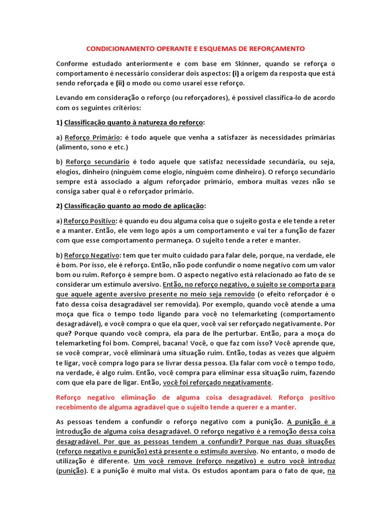 AULA 7 - AVA - Condicionamento Operante e Esquemas de Reforçamento ...