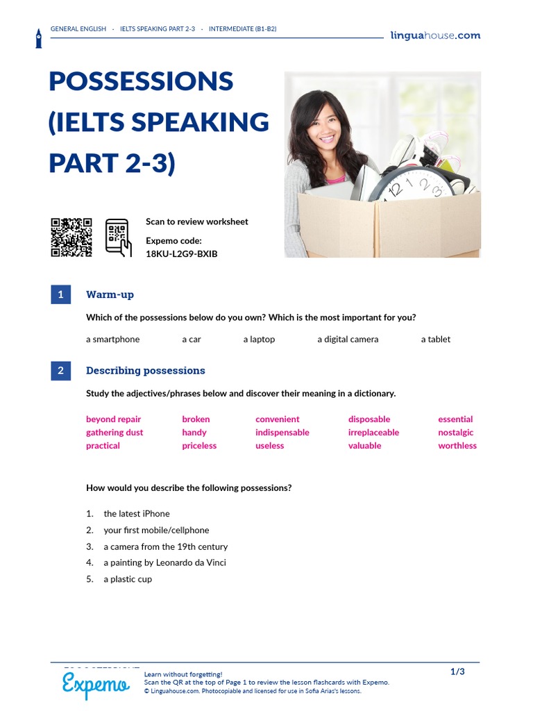Possessions Ielts Speaking Part 2 3 British English Student Ver2 | PDF | Communication