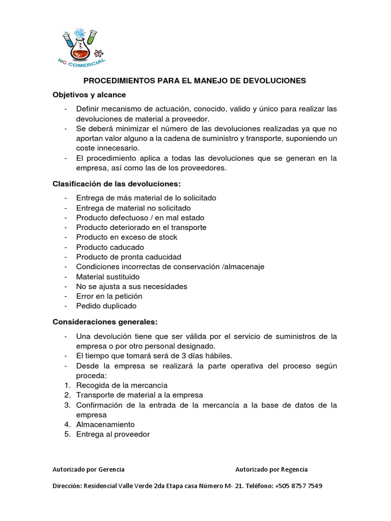 Procedimiento para Devoluciones | PDF