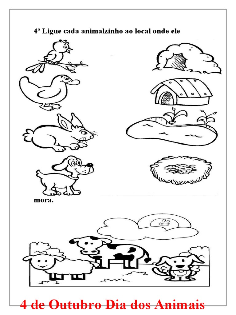 4 Ligue Cada Animalzinho Ao Local Onde Ele Mora | PDF | Mistério ...