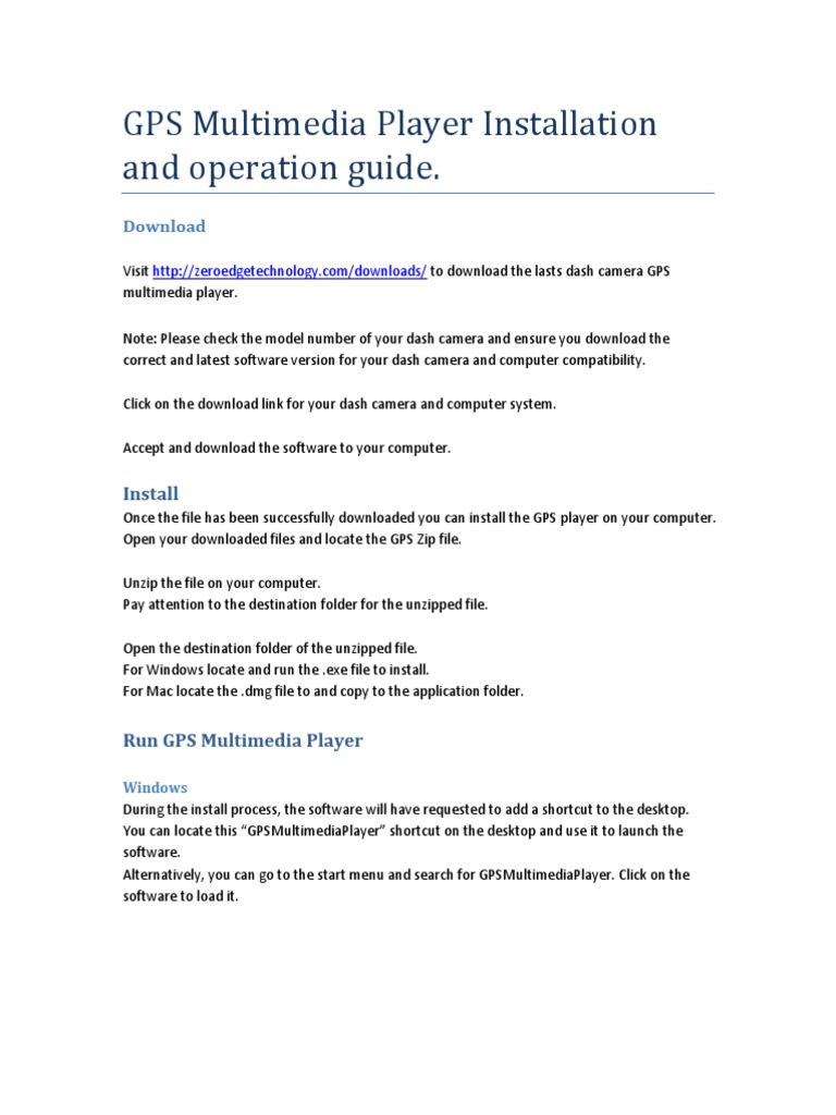GPS Multimedia Player Installation and Operation Guide | PDF ...