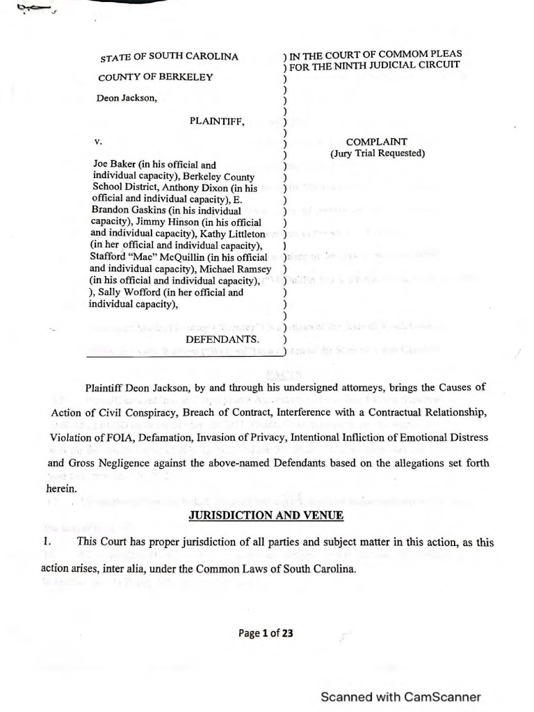 Deon Jackson BCSD Lawsuit | Download Free PDF | Damages | Breach Of ... Deon Jackson BCSD Lawsuit | Download Free PDF | Damages | Breach Of ...