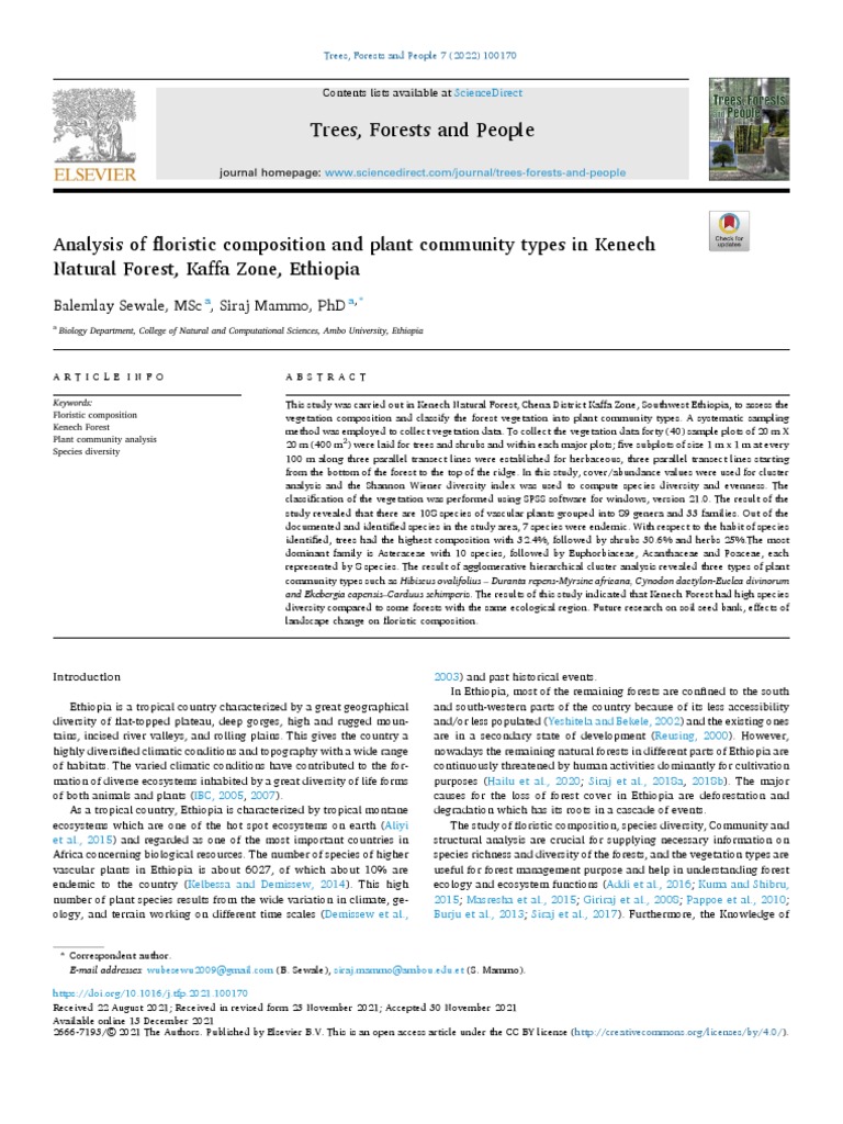 1 s2.0 S2666719321001096 Main | PDF | Biodiversity | Ecology