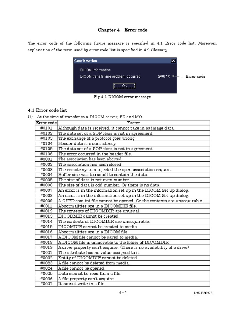 DICOM Error Codes and Explanations | PDF | Computer File | Library ...