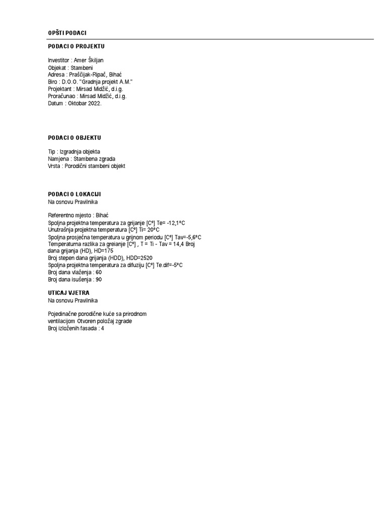 Elaborat Energetske Efikasnosti Zgrade | PDF