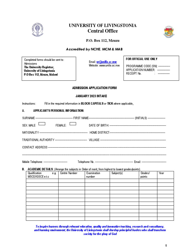 2023 January Intake Application Form Edited-1 | Download Free PDF | Bachelor's Degree | Banks