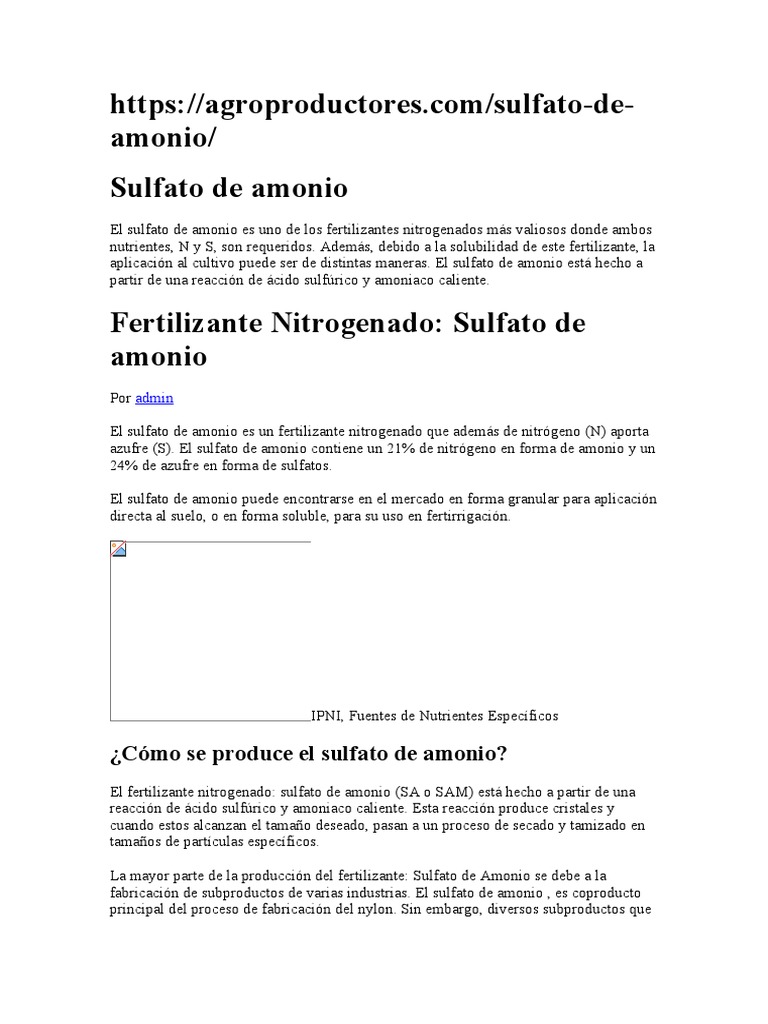 Sulfato de Amonio 2 | PDF | Fertilizante | Amonio
