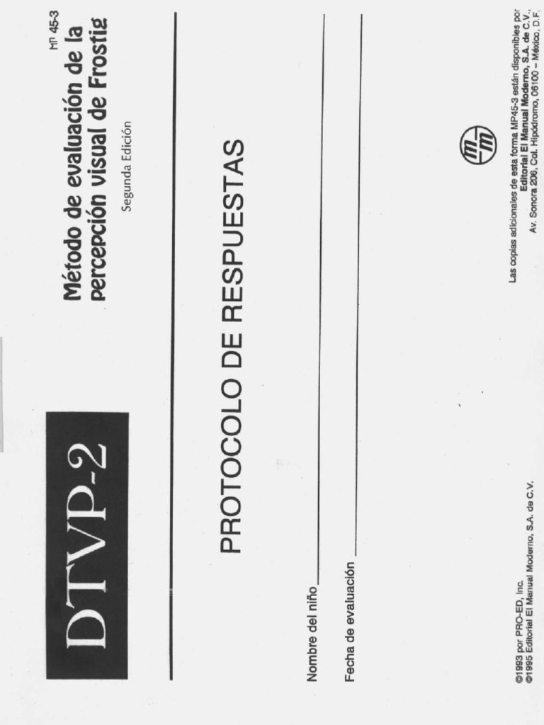 Test de Percepción Visual Frostig (Protocolo) - Compressed | PDF