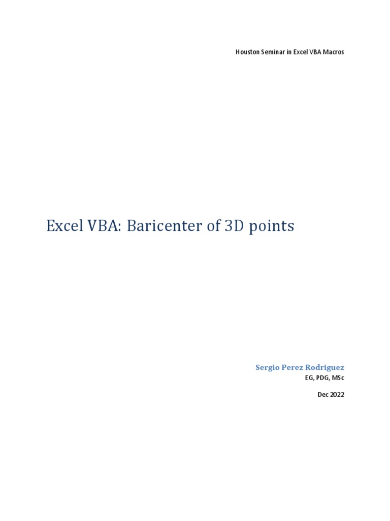 Excel VBA Baricenter | PDF | Teaching Methods & Materials