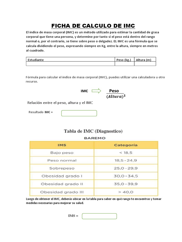 Ficha Del IMC | PDF