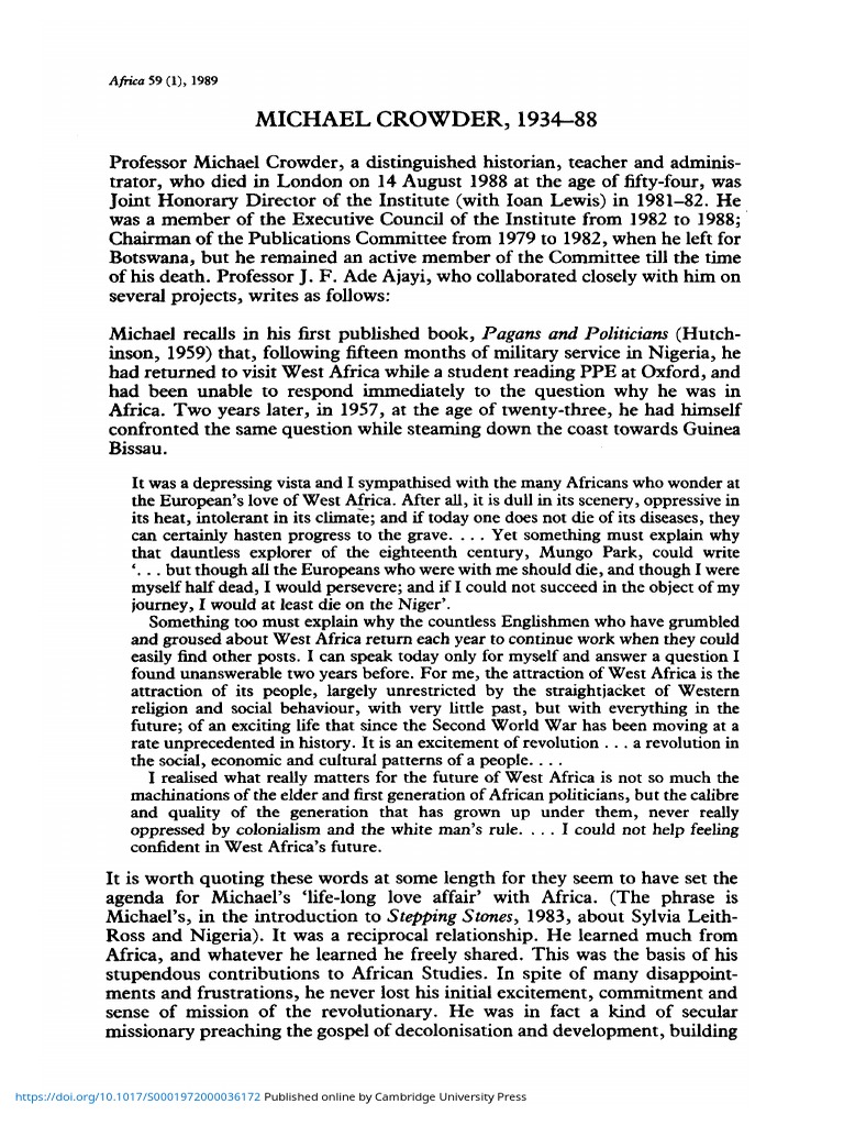 Div Class Title Michael Crowder 1934 88 Div | PDF | Colonialism | Africa