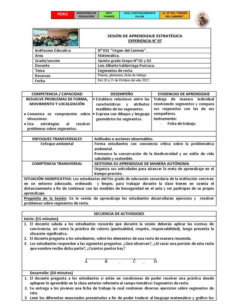 Sesión Segmentos de Recta Práctica | PDF | Aprendizaje | Maestros