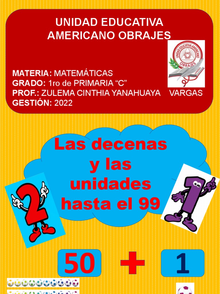 Las Decenas y Unidades Hasta El 99 | PDF