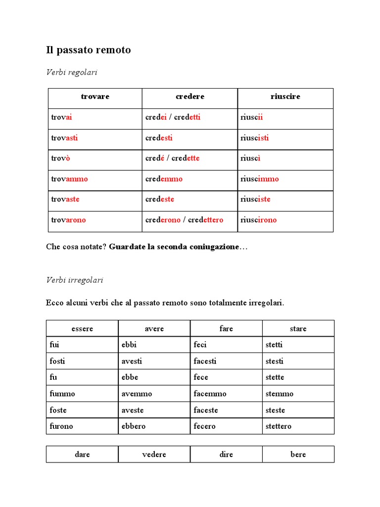 Il Passato Remoto | PDF