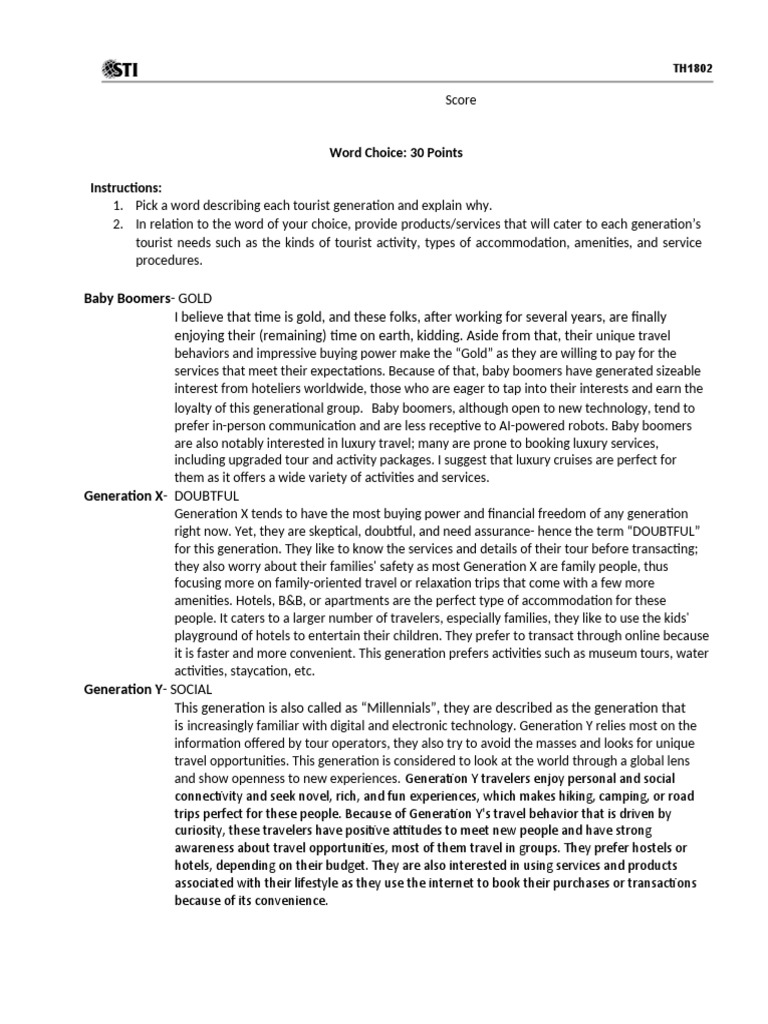 QSM 03 Worksheet 1 | PDF | Millennials | Hotel QSM 03 Worksheet 1 | PDF | Millennials | Hotel