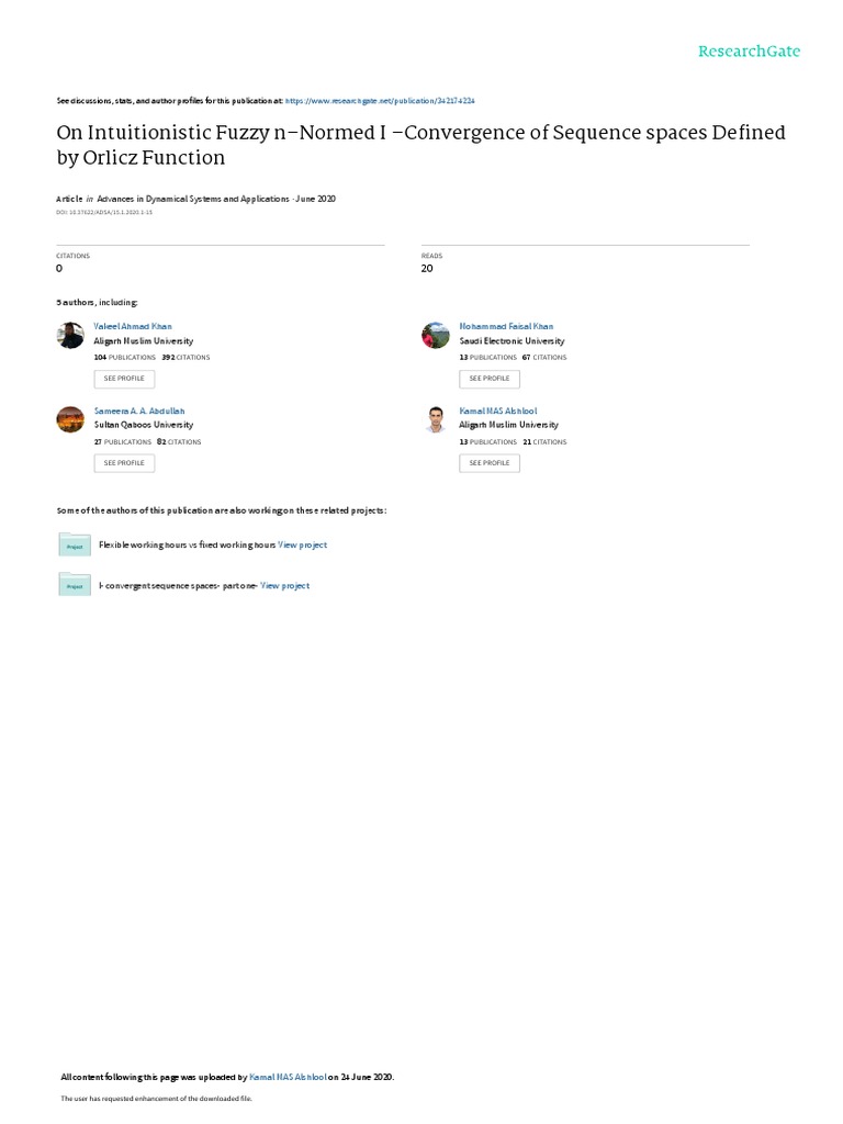 On Intuitionistic Fuzzy N-Normed I - Convergence of Sequence Spaces Defined by Orlicz Function ...
