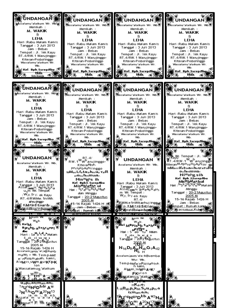 Undangan Pernikahan M. Wakik & Leha | PDF