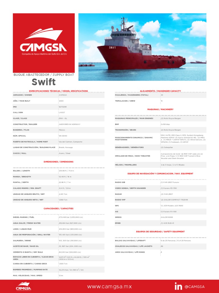 PSV DP2 Swift Brochure | PDF | Industria pesada | Construcción naval