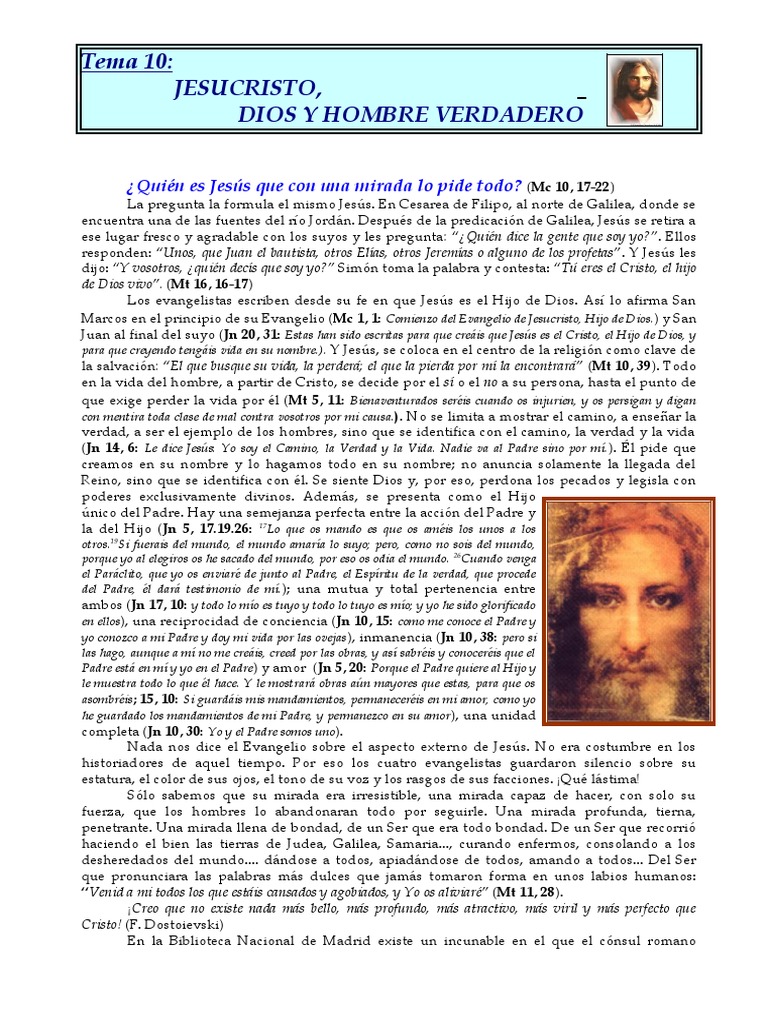 Jesucristo, Verdadero Dios y Verdadero Hombre | PDF | Jesús | La resurrección de Jesús