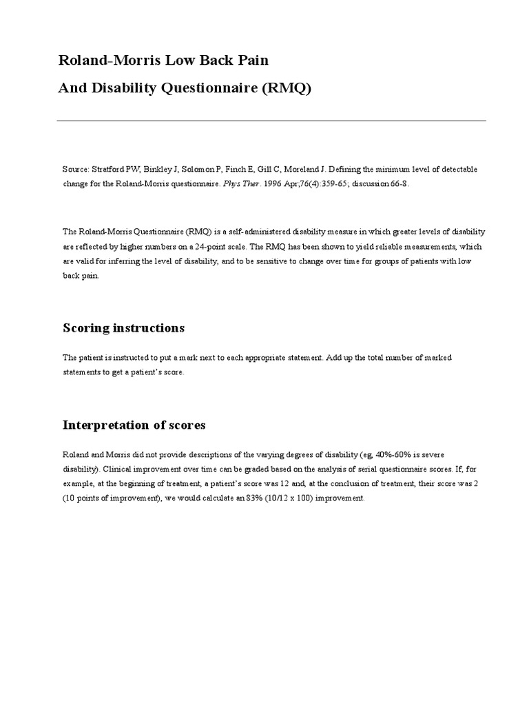 RMQ Quesionare Pengukuran Low Back Pain-Dikonversi | PDF
