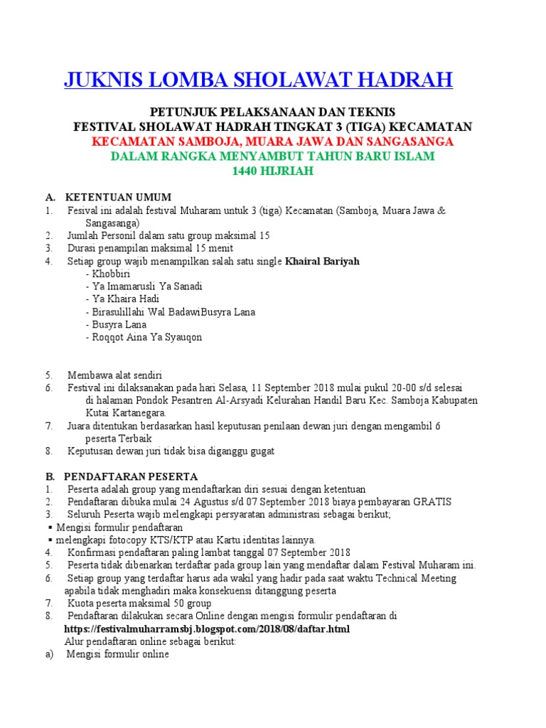 Festival Sholawat Hadrah Samboja | PDF