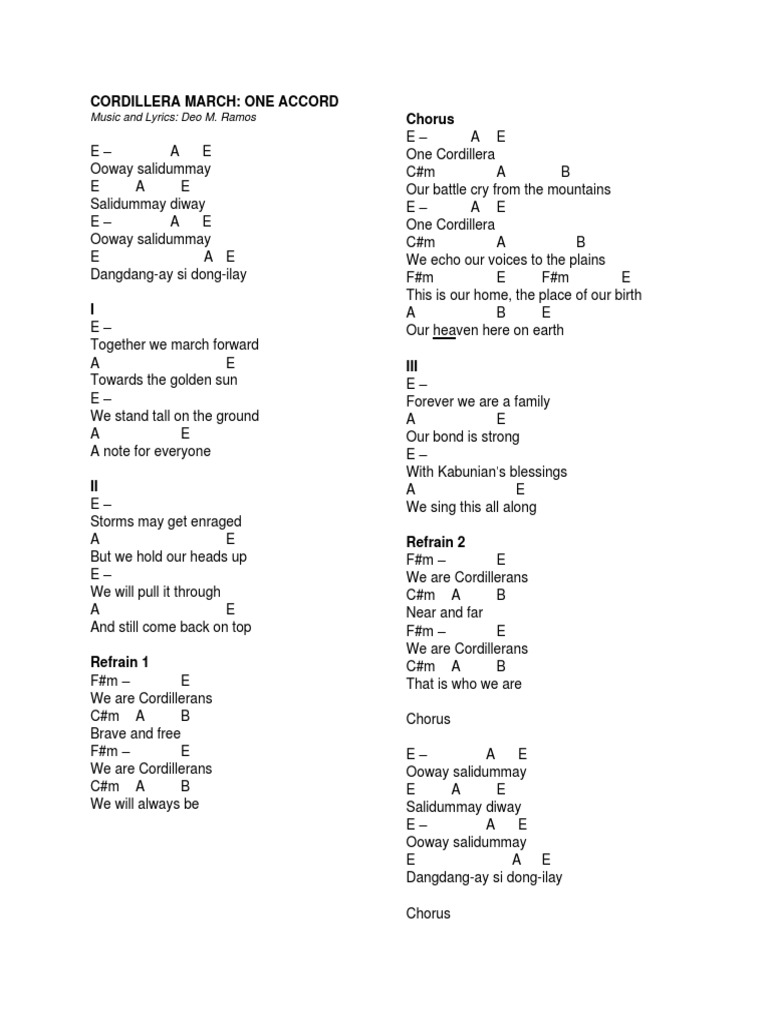 One Accord Lyrics and Chords | PDF