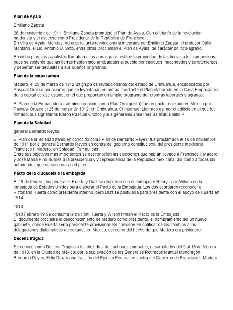 Plan de Ayala | PDF | revolución mejicana | Guerras de los Estados Unidos