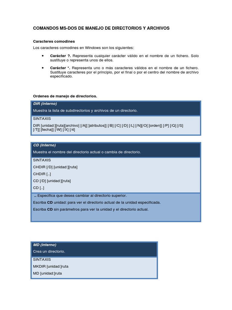 Resumen Comandos | PDF | Archivo de computadora | Informática