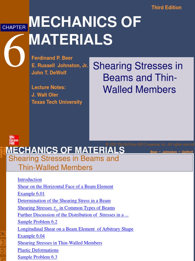 6 Shearing Stresses | PDF | Beam (Structure) | Stress (Mechanics)